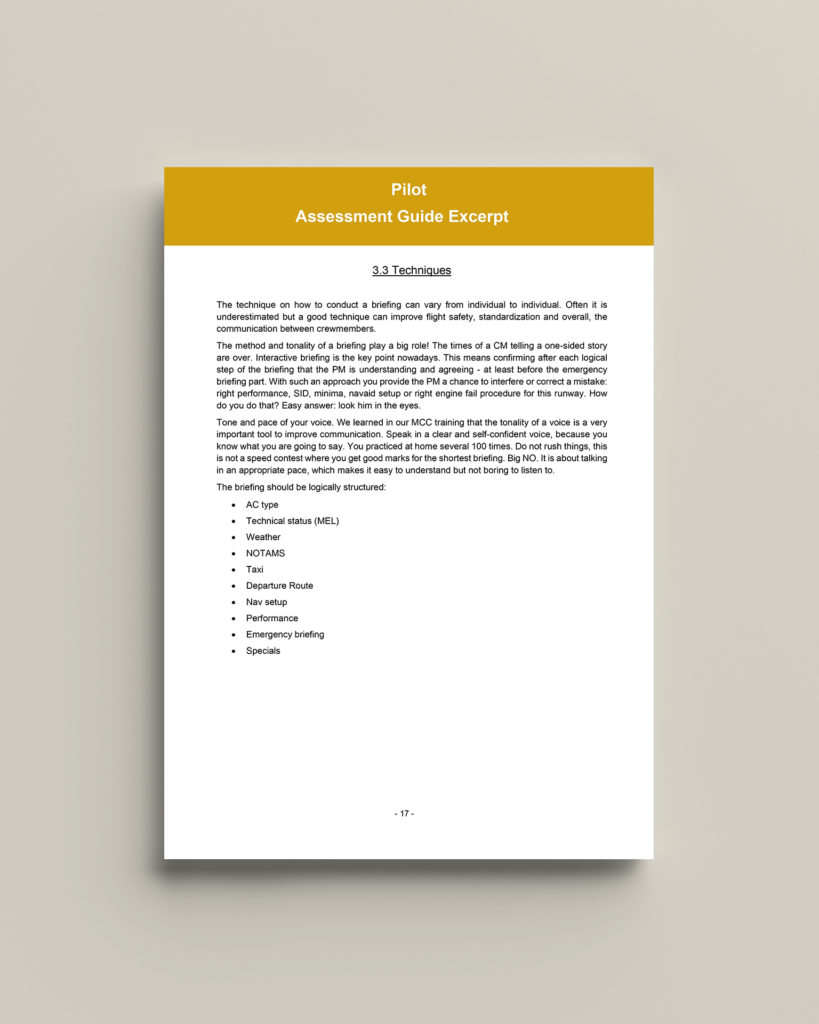 Pilot Assessment Guide Excerpt – Easyflight Training
